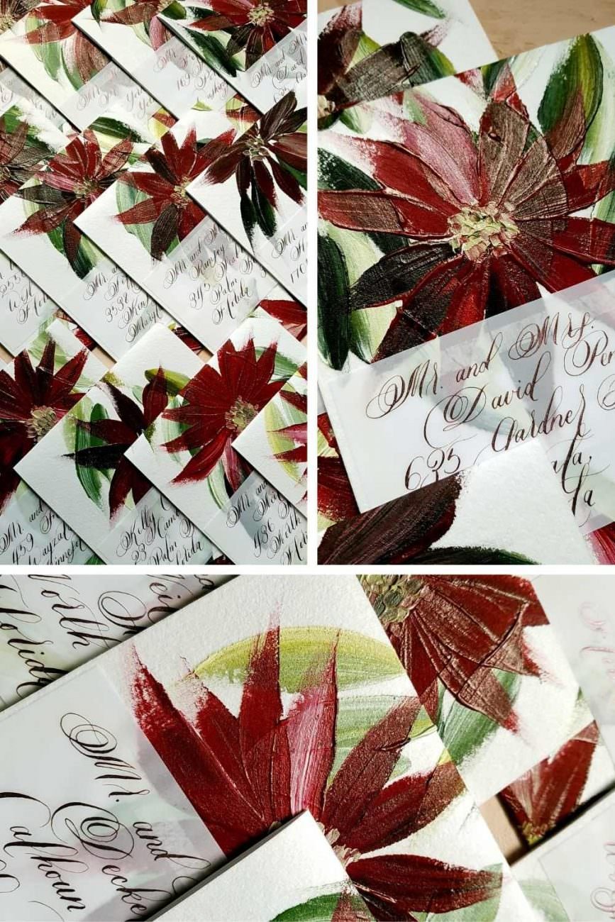 Anniversary Party Invitations ( H & K) Inspired by Red Poinsettias